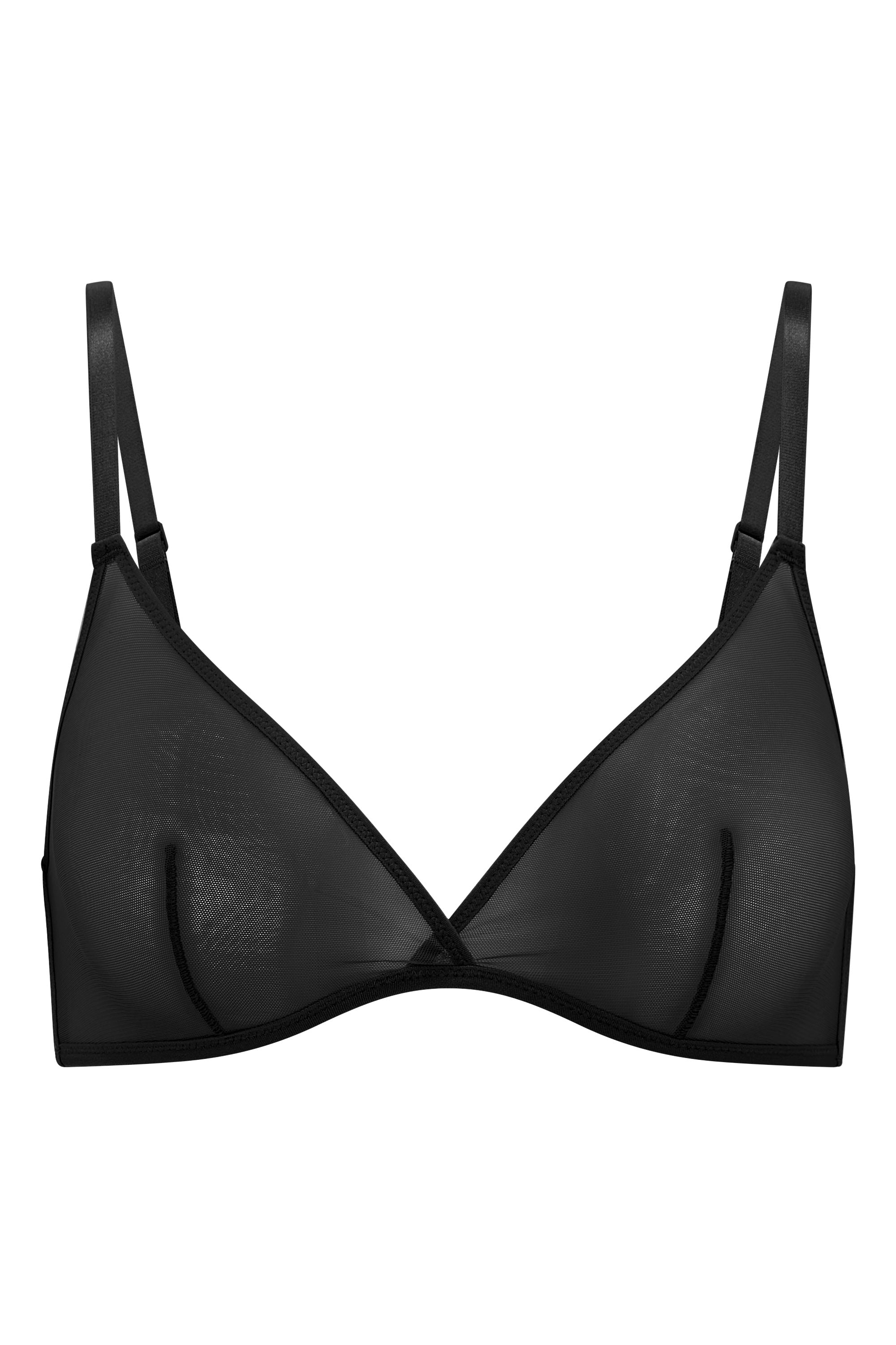 Intimates Soft Mesh Single Layer Triangle Bra in Black | Oh Polly