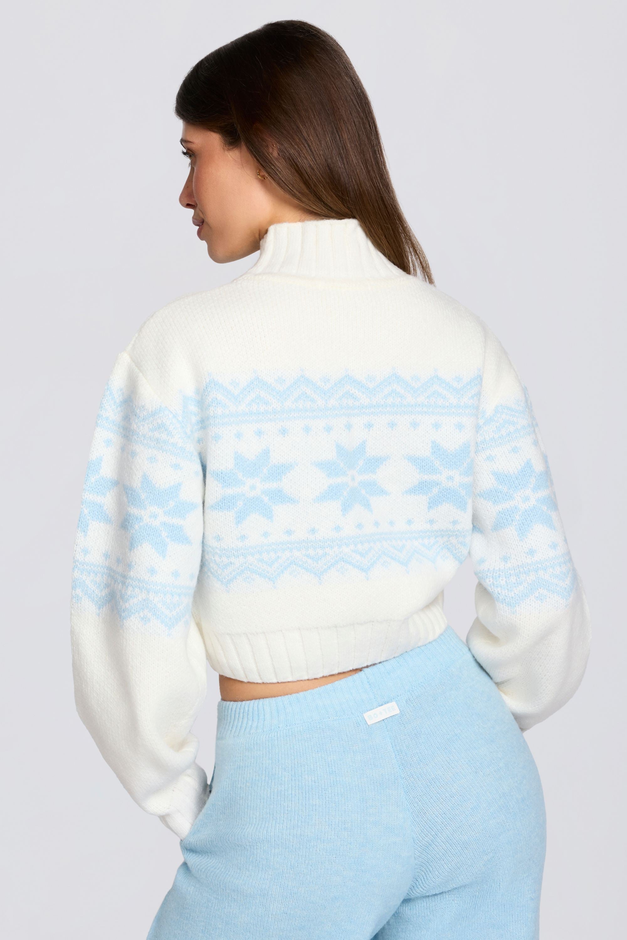 Jacquard-Knit Cropped Jumper in Ivory | Bo+Tee – Oh Polly AU