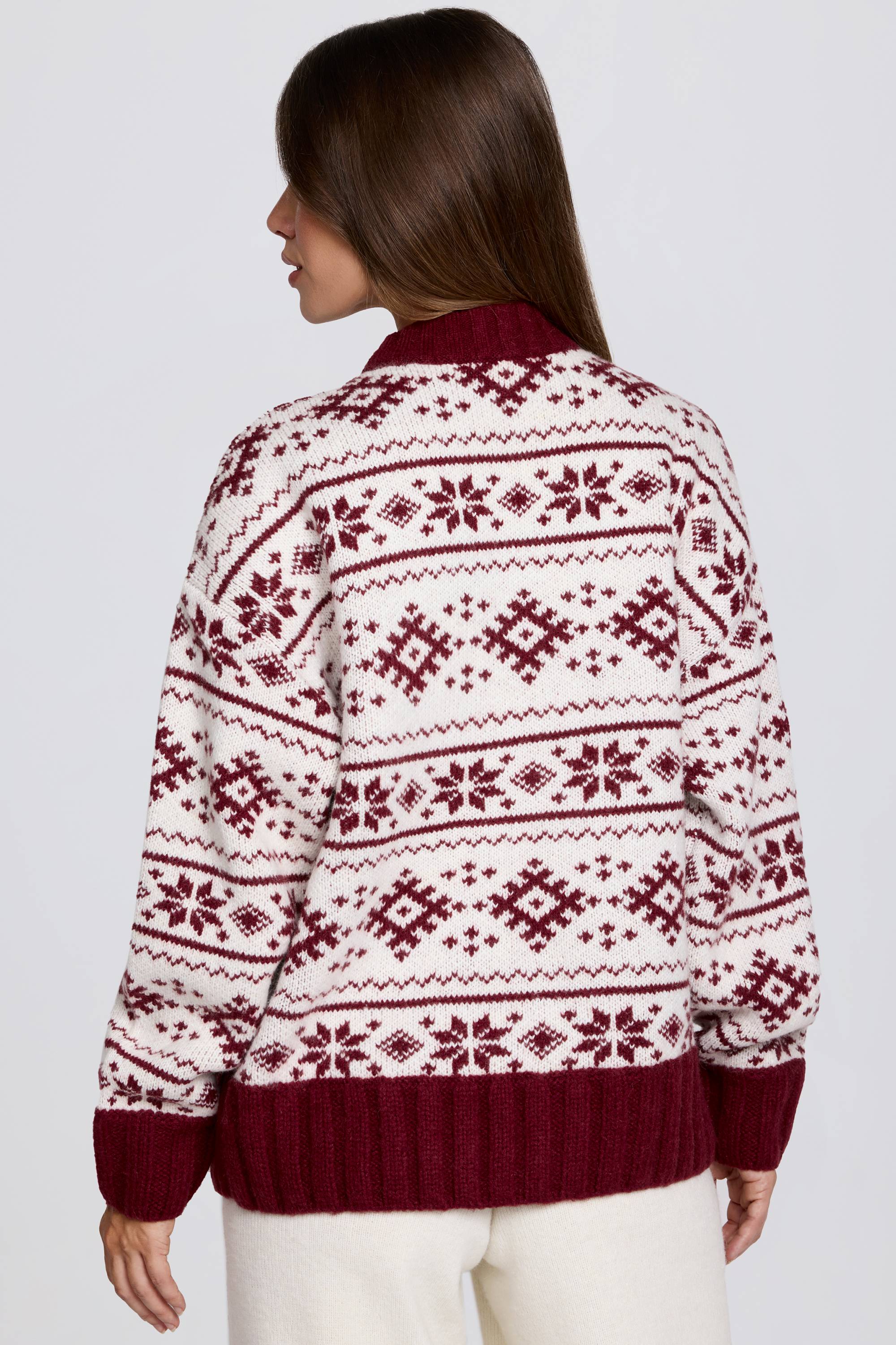 Jacquard-Knit Oversized Jumper in Crimson Red | Bo+Tee – Oh Polly AU